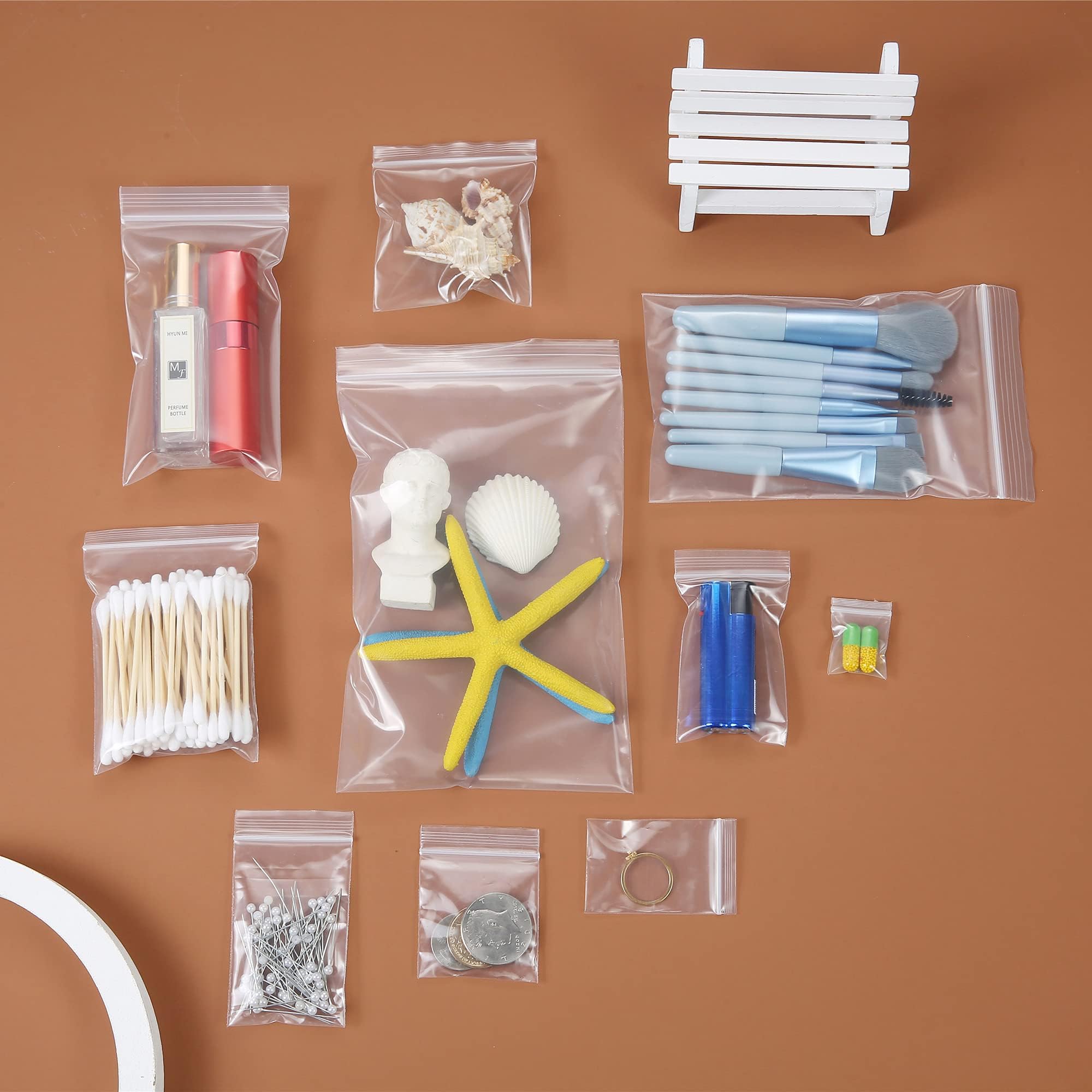 200 Pcs 1.5" x 1.5" Small Thick Heavy Duty Clear Reclosable Zip Poly Lock Bags Durable Seal Resealable Zipper Bags Jewelry Earrings Pill Zip Bag