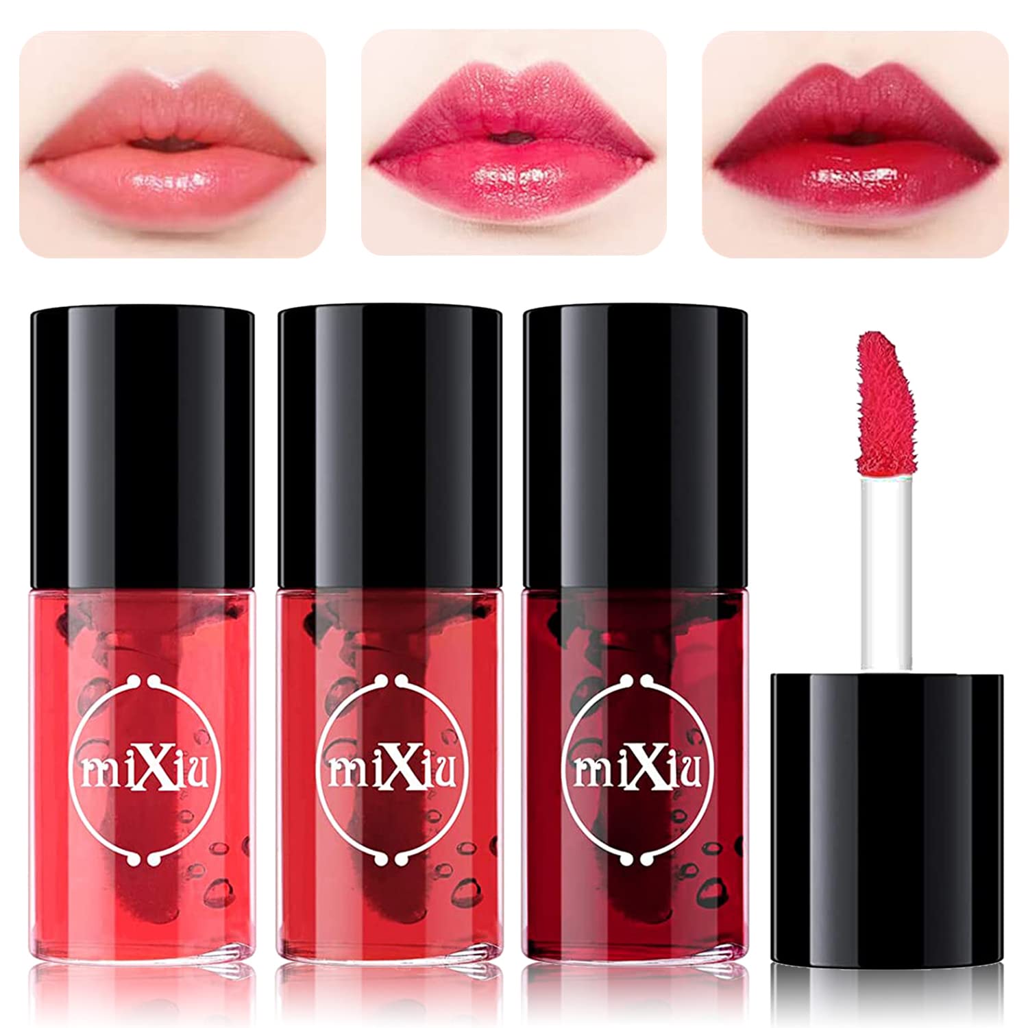 3 Colors Lip Stain Tint Set, Waterproof&Long Lasting Mini Liquid Lipstick Hydrating Moisturizing Lip Cheeks And Eyes,Natural Glossy Korean Lip Tint Stain Easy Application, Non-Stick(1#2#3)
