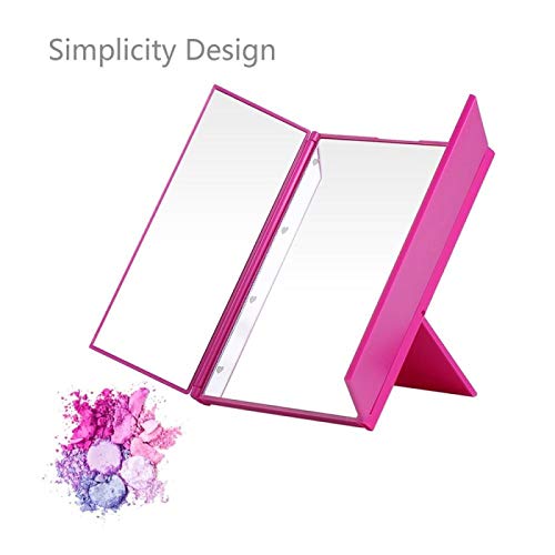 FQYYDD Illuminated Makeup Mirror Portable Three-Fold Led Makeup Mirror 1Pc