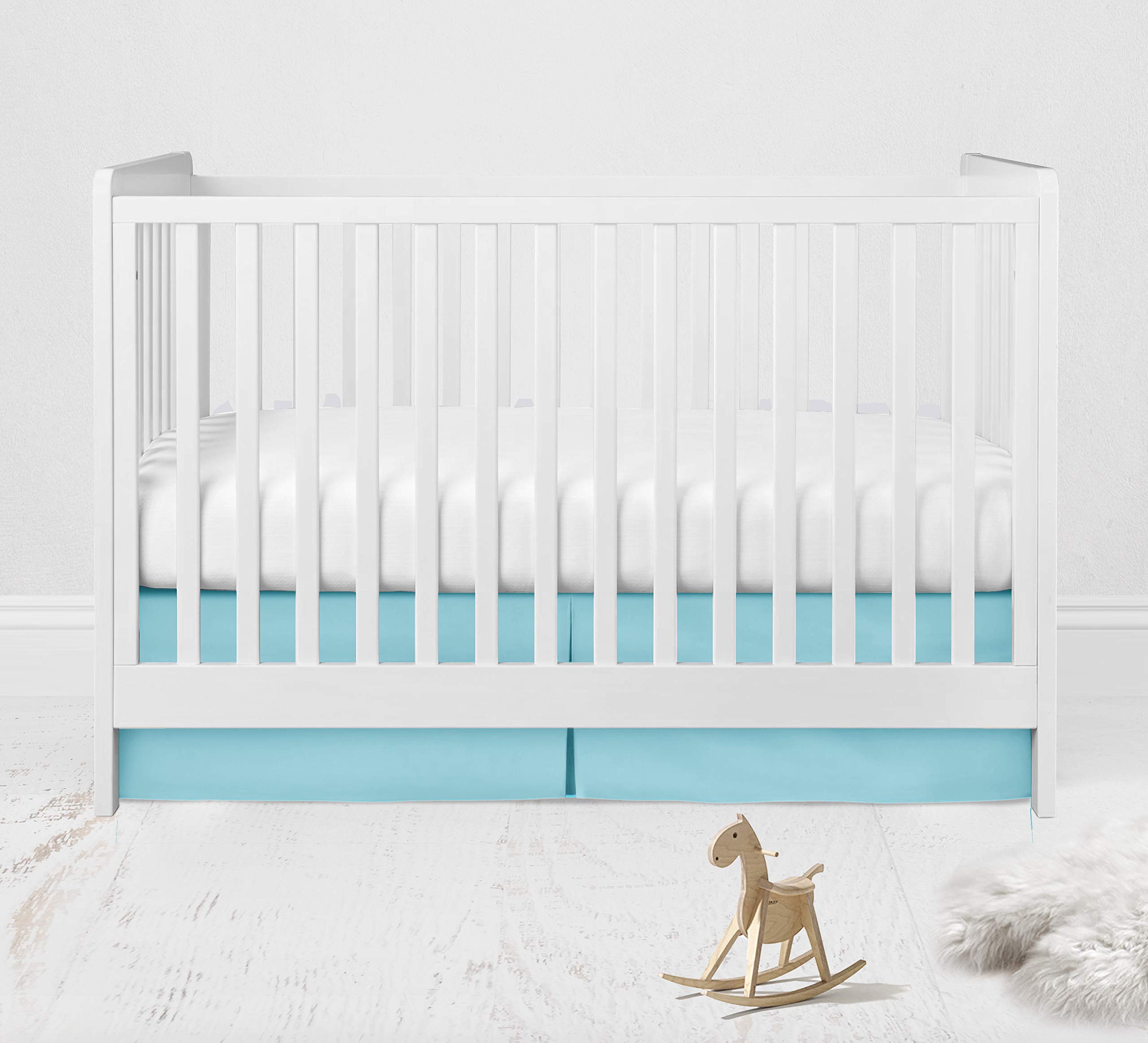 Bacati - Aztec Crib/Toddler Bed Skirt Dust Ruffle (Solid Aqua)