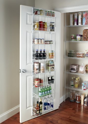 ClosetMaid Adjustable Organizer Rack with Baskets Wall or Over Door Mount, for Kitchen, Pantry, Utility Room, Closet, 18 in. W, White Finish, Inch