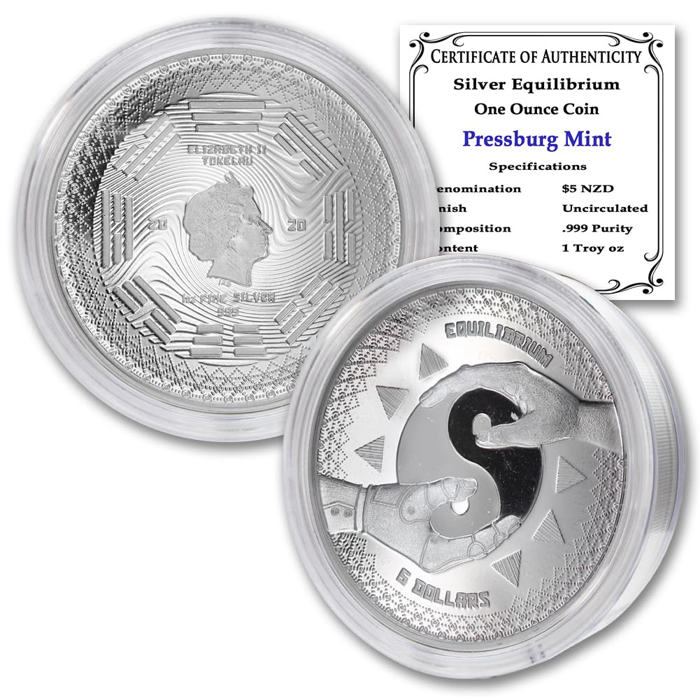 2020 Tokelau 1 oz Silver Equilibrium Coin Brilliant Uncirculated (in Capsule) with Certificate of Authenticity $5 BU