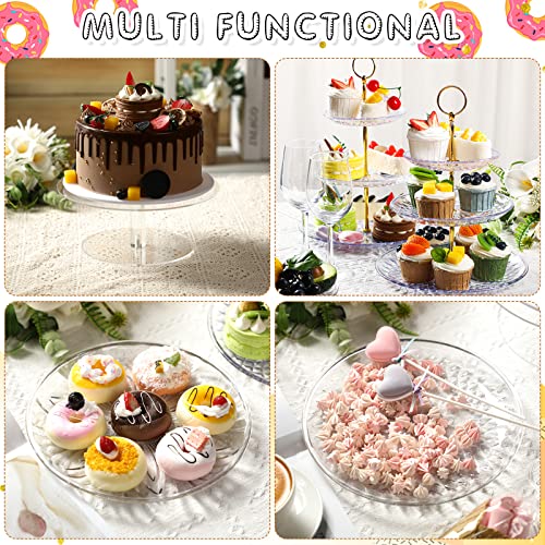 9 Pcs Acrylic Cake Stand Set Including 4 Pcs 3 Tier Cupcake Tower 4 Pcs Round Dessert Trays 1 Pcs Cake Pedestal Stand Dessert Table Cupcake Holder for Birthday Wedding Baby Shower Party Decoration