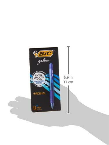 BIC RLC11-BLUE Gel-ocity Retractable Gel Pen, Medium Point (0.7 mm), Blue, 12-Count