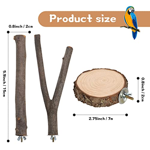 9 PCS Bird Perches Stand Toy, Natural Wood Parrot Perch Stand Bird Cage Branches Platform Accessories for Parakeets Cockatiels Conures Macaws Finches Love Birds