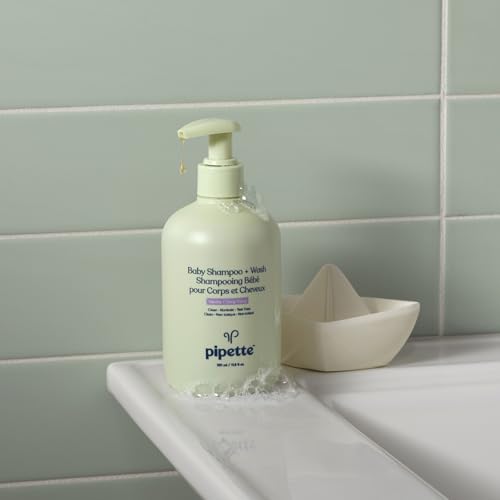 Pipette Baby Shampoo and Body Wash - Rose + Geranium, Tear-Free Bath Time, Hypoallergenic, Moisturizing Plant-Derived Squalane, Non-Toxic, Sulfate Free, 11.8 fl oz