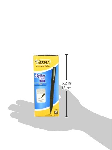 BIC Roller Glide Grip Pen, Fine Point (0.7mm), Black, 12-Count