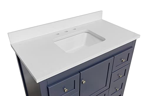 Abbey 42-inch Bathroom Vanity (Quartz/Marine Gray): Includes Marine Gray Cabinet with Stunning Quartz Countertop and White Ceramic Sink