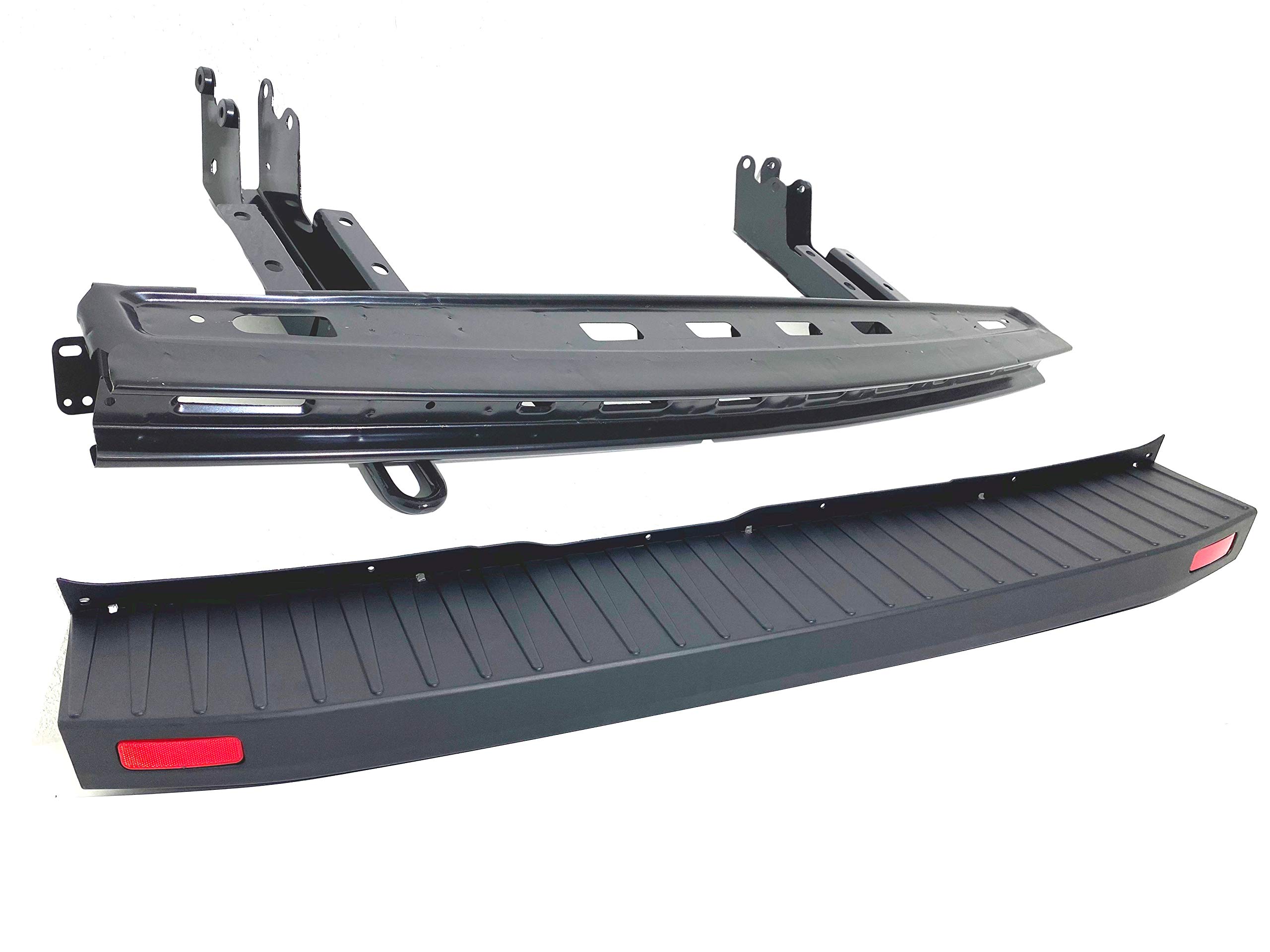 2015 2016 2017 2018 2019 2020 2021 2022 2023 2024 Compatible With Ford Transit 150 250 350 350HD Rear Bumper Cover Without Sensor Holes, Reinforcement Bracket, Left Right Reflectors