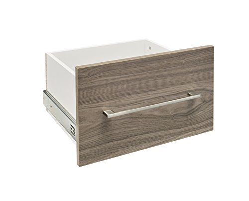 ClosetMaid SuiteSymphony Wood Closet Drawer, Add On Accessory, Modern Style, For Storage, Closet, Clothes, 16” x 10” Size for 16 in. Units, Natural Gray/Satin Nickel