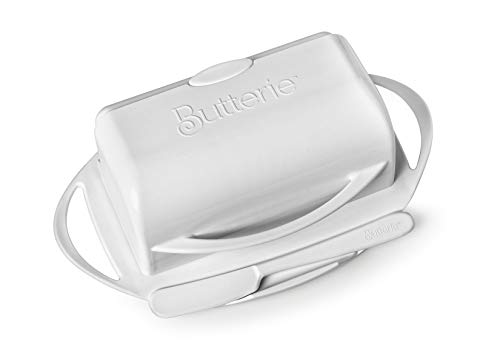 Butterie Flip-Top Butter Dish with Matching Spreader (White)