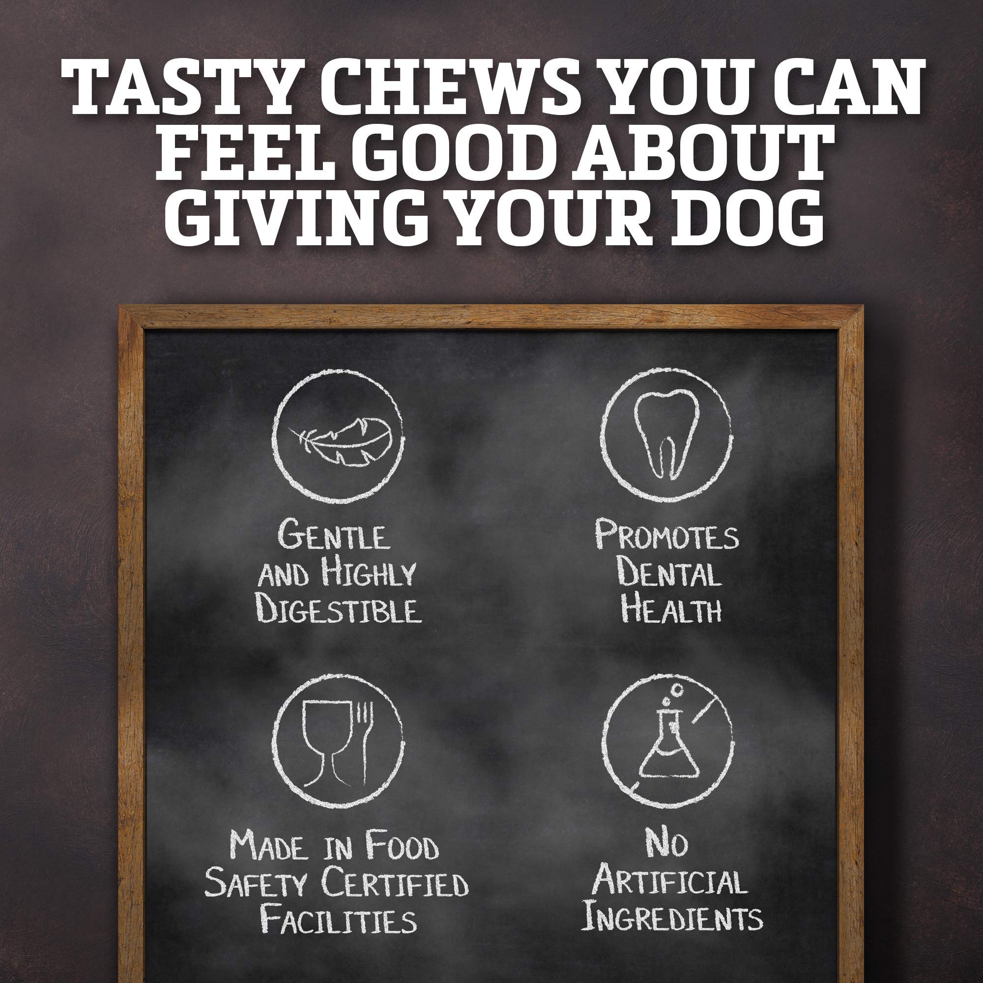Buffalo Range Rawhide Dog Treats | Healthy, Grass-Fed Buffalo Jerky Raw Hide Chews | Hickory Smoked Flavor | Jerky Twist, 40 Count