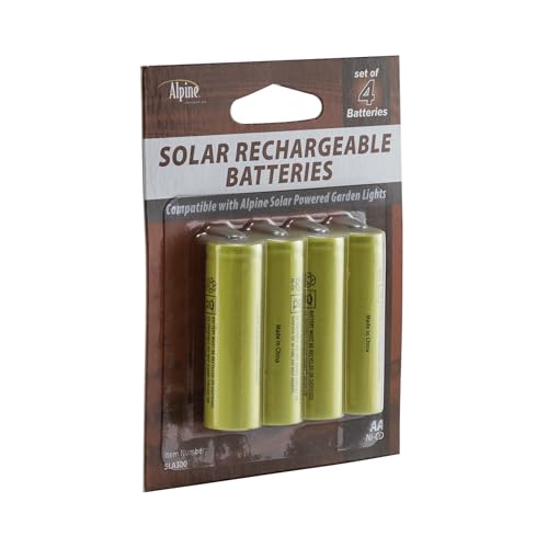 Alpine Corporation AA Ni-CD Replacement Rechargeable Batteries for Solar Powered Garden Lights, Set of 4
