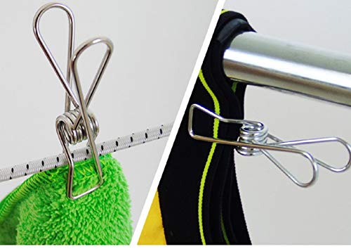 Clothes Pins 40 Pack Stainless Steel Clothesline Clips 2.2" ClothesPins Outdoor Indoor Laundry Drying Piece Clothesline Pins for Home and Office Fastener