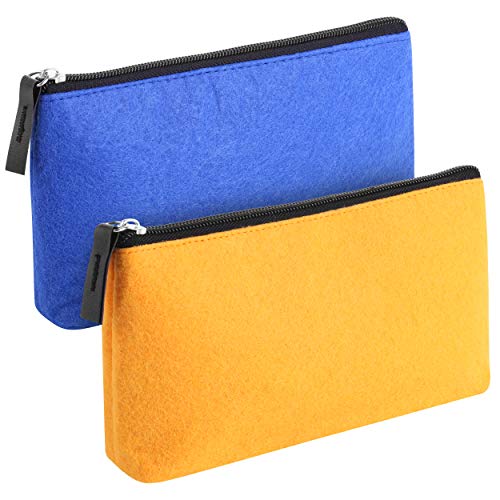 Mr. Pen- Pencil Case, Pencil Pouch, 2 Pack, Yellow and Blue, Felt Fabric Pencil Case, Pen Bag, Pencil pouch Small, Pen Case, School Supplies, Pencil Case, Pencil Bags, Pencil Pouches with Zipper