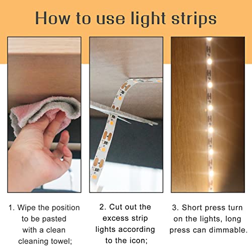 AVEVA Under Cabinet Led Lighting Kit,6.5 FT of 2800k Color Temperature Led Strip Light with Control Dimmer and USB Interface,for Kitchen Cabinet,Counter,Shelf,Tv Back（with 3m Tape）