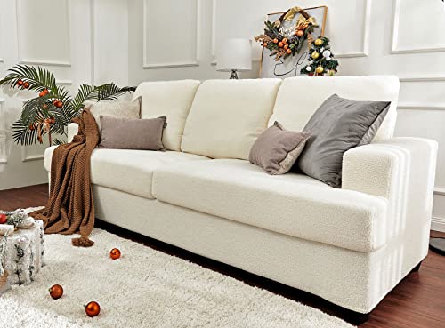 AMERLIFE Sofa, Deep Seat Sofa-Contemporary Bouclé Sofa Couch, 3 Seater for Living Room-Oversized Off-White Comfy Visit The Store 97in x 33in x 40in