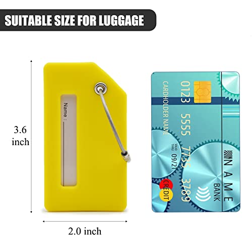 7 Pack Silicone Luggage Tag Baggage Handbag Travel Suitcase Tags with Name ID Card Perfect to Quickly Spot Luggage Suitcase (Yellow)