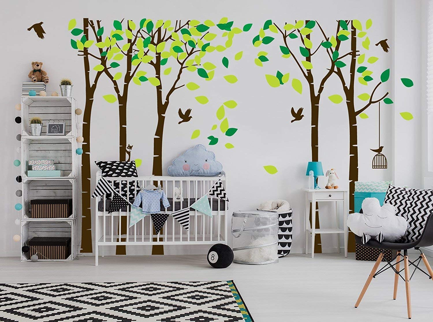 ANBER Giant Jungle Tree Wall Decal Removable Vinyl Sticker Mural Art Bedroom Nursery Baby Kids Rooms Wall Décor (Brown and Green)