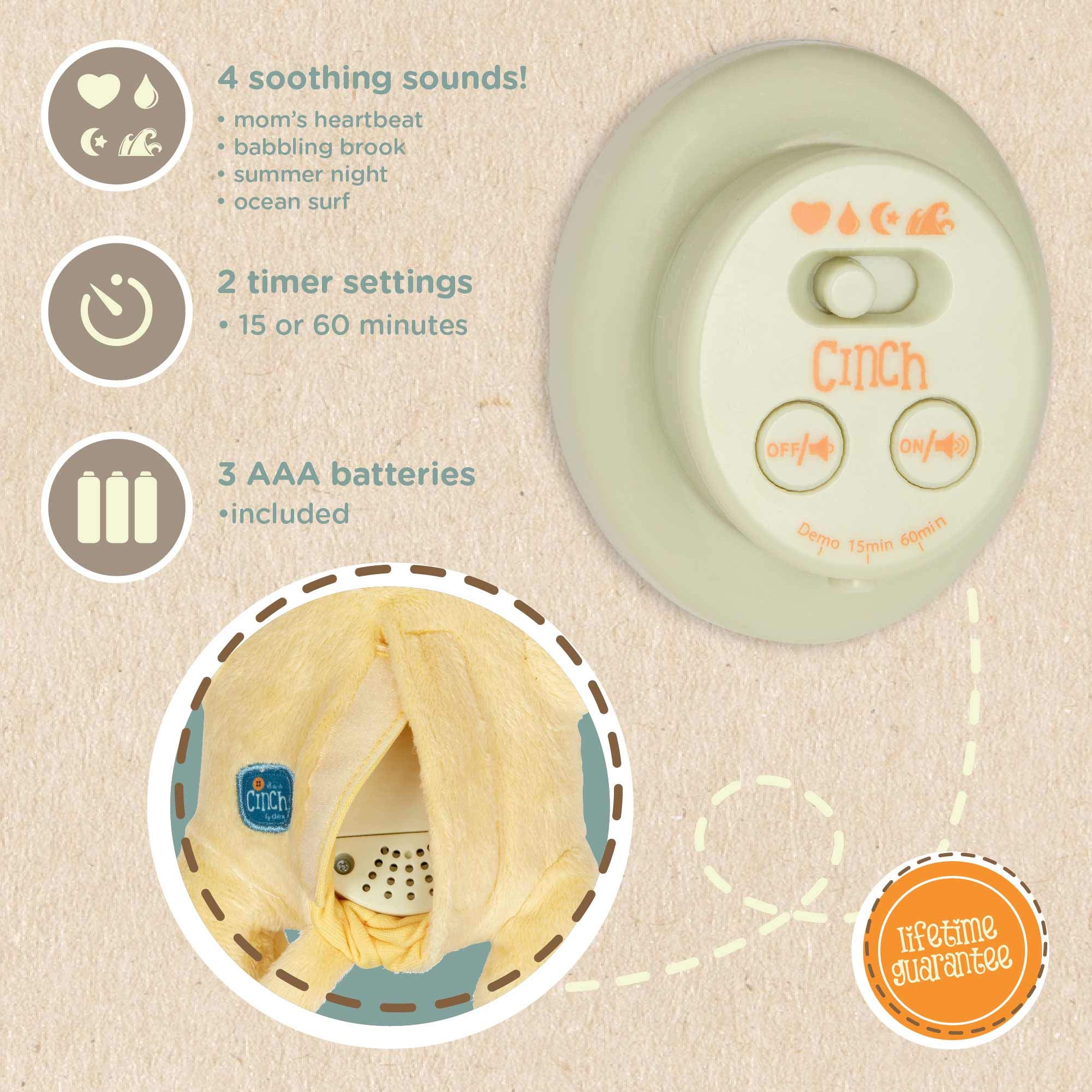 Cinch by dexbaby Plush Mini Giraffe - Sleep Aid Womb Sound Soother w/Playard and Crib Attachment