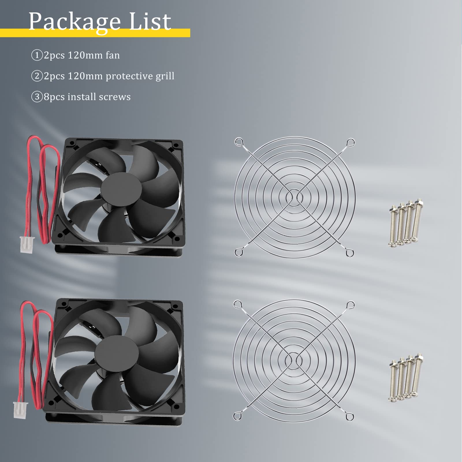 2PCS 120mm x 25mm 12v DC Fan Computer Fan 2800RPM, High Airflow Ventilation Cooling Exhaust Fan