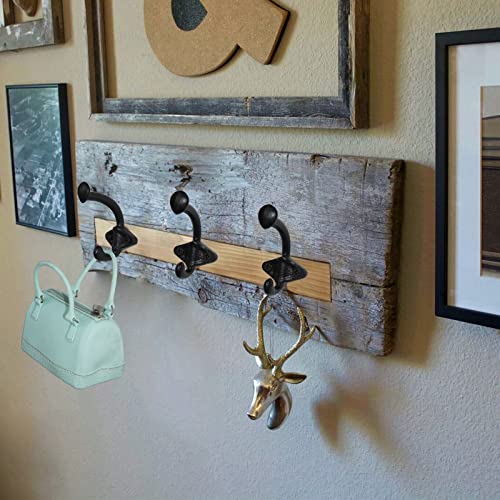 Antique Rustic Black Cast Iron Hooks,Antique Old Shabby Chic Cast Iron Hooks, Wall Mounted Hooks (Set of5 ) Ymaiss Vintage Inspired Coats Towel Hook Robe Hook