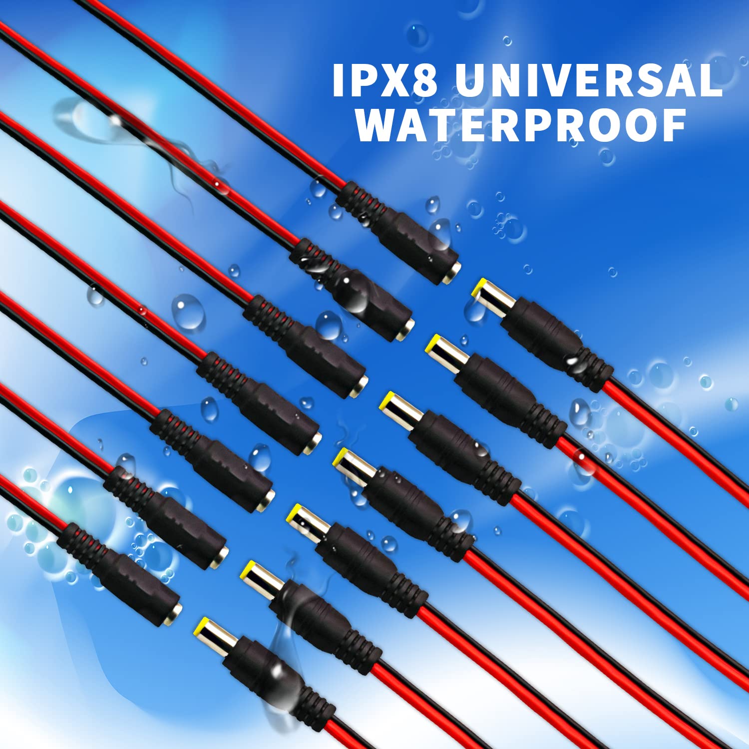 DaFuRui DC Pigtail,18 Pairs 12V 2A DC Male Female Power Pigtail Cable Connector Wire 2.1x5.5mm DC Power Connectors for CCTV Security Camera and 12V Power Supply Adapter