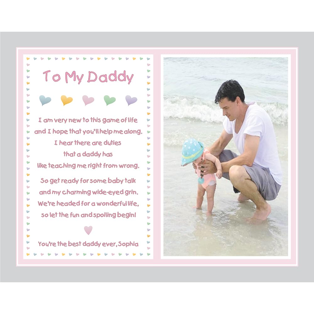 Baby Girl to Daddy Gift for Valentine's Day or Birthday, 8x10 Print Personalized with Name and Photo