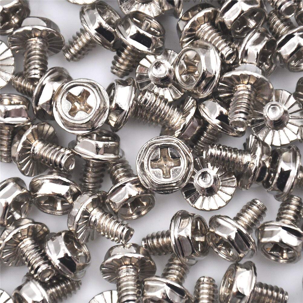 CD-ROM Hard Disk Toothed Hex 6/32 for Computer PC Case Hard Drive Motherboard Mounting Screws for Motherboard PC Case 100pcs SCRW-201689