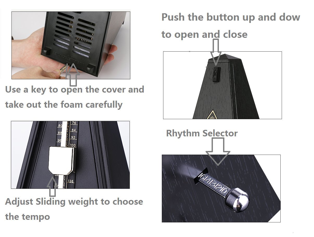 Accurate Mechanical Metronome for Wind Instruments Musicians, Guitar Player, Violinist, Plastic Wood Teak