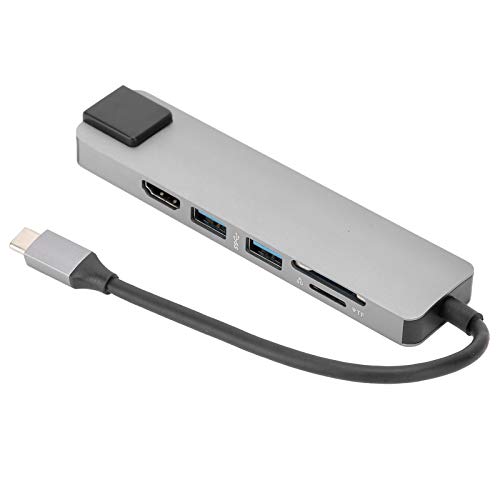 HUB Multifunction USB 3.0 Type‑C HDMI RJ45 Display Adapter Gray Compatible with OS X/Windows for Office and Entertainment