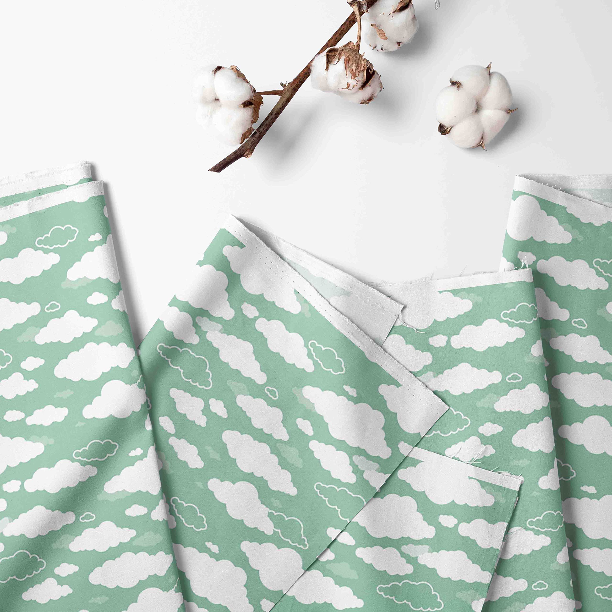 Bacati Clouds in The City Mint Clouds Crib/Toddler Bed Skirt Dust Ruffle, Mint/Grey