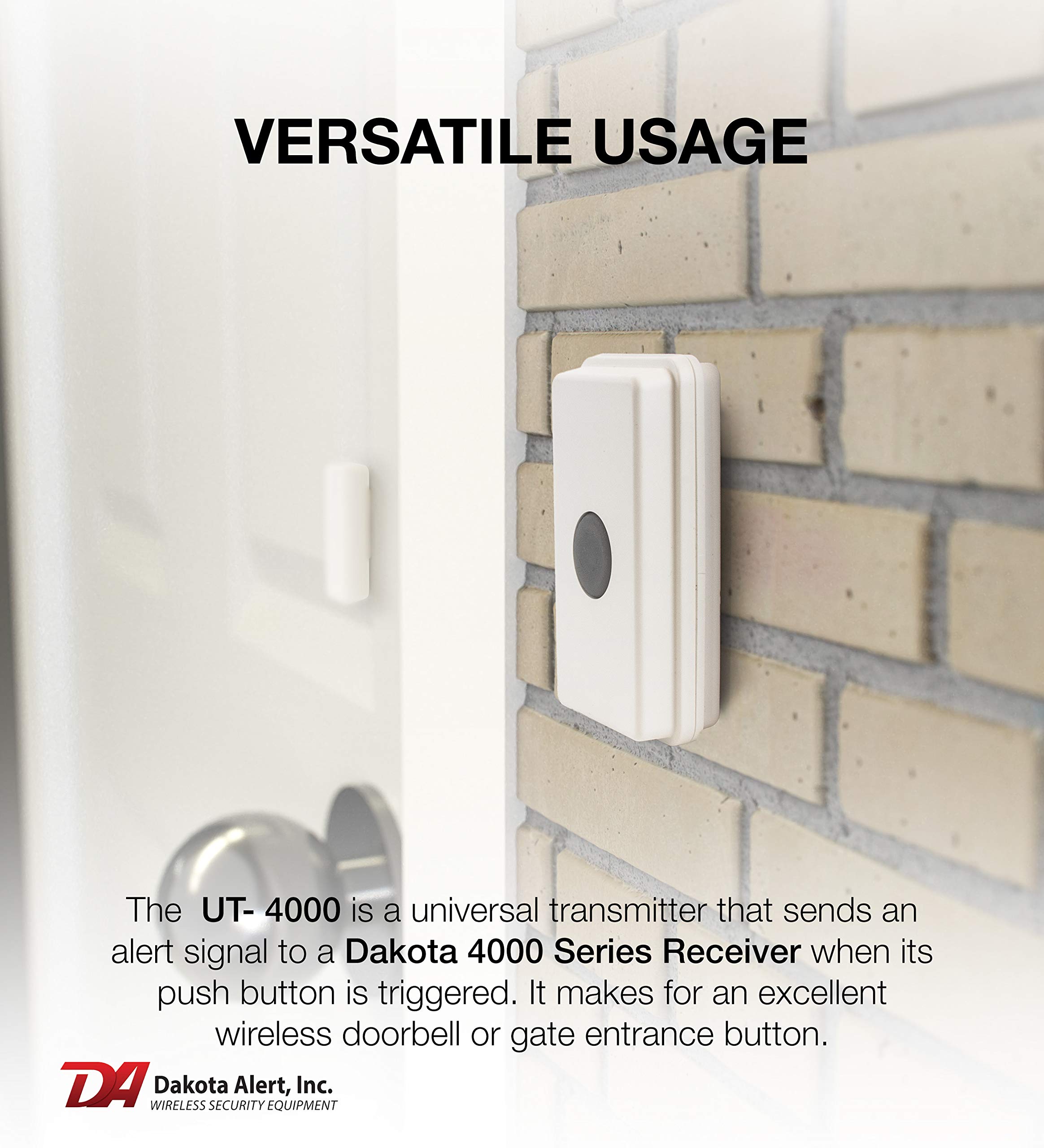 Dakota Alert UT-4000, Universal Transmitter for Wireless Home Security & Doorbell-1 Mile Long Range, Compatible with 4000 Series Receiver, Driveway Alarms Wireless, Mailbox Alert, Weatherproof Sensor