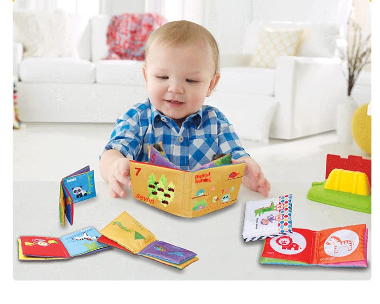 6 Soft Cloth Book Touch and Feel Baby Books Toys 0-24 Months, Crinkle Baby's First Fabric Book Activate Visual & Brain for Newborn, Toddler and Infant Early Education Cognition Busy Book