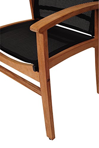 Amazonia Georgetown 9 Piece Teak Extendable Rectangular Dining Set with Black Sling Chairs