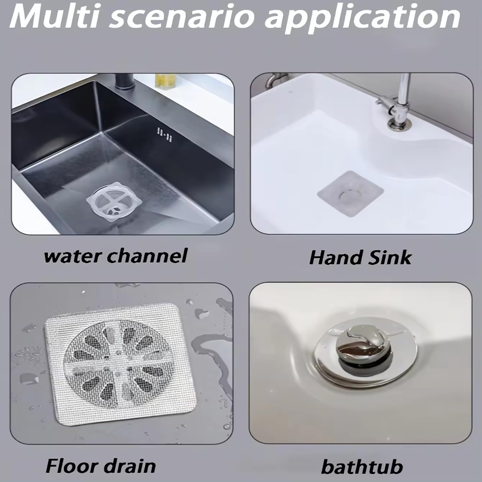 20/30/50PCS Pack Drain Mesh Cover, Mesh Shower Drain Cover, Drain Mesh Stickers, Disposable Shower Drain Hair Catcher Mesh Stickers for Shower Bathroom, Laundry, Bathtub, Kitchen, Sink (50)