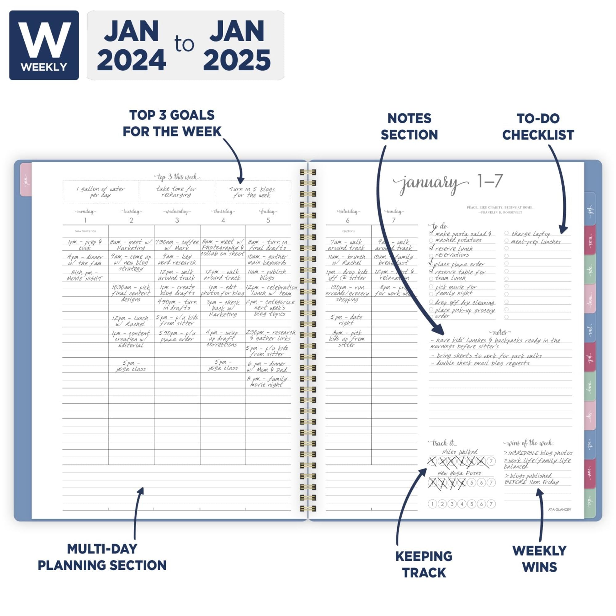 2024-2025 AT-A-GLANCEĀ® Harmony 13-Month Weekly/Monthly Planner, 8-1/2" x 11", Blue, January 2024 to January 2025, 1099-905-20