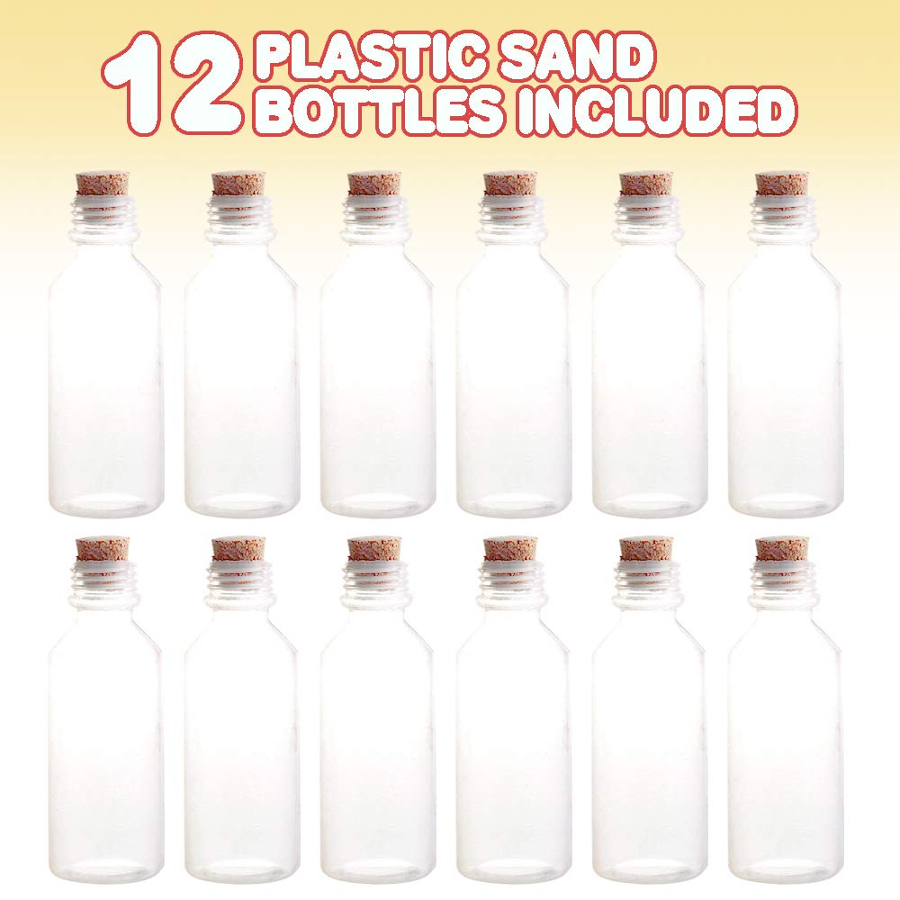 ArtCreativity Plastic Sand Art Bottles with Corks - Pack of 12-2oz Clear Containers for Sand Art, Message in a Bottle, Wedding Invitations, Fun Arts and Crafts Supplies for Kids - Sand not Included…