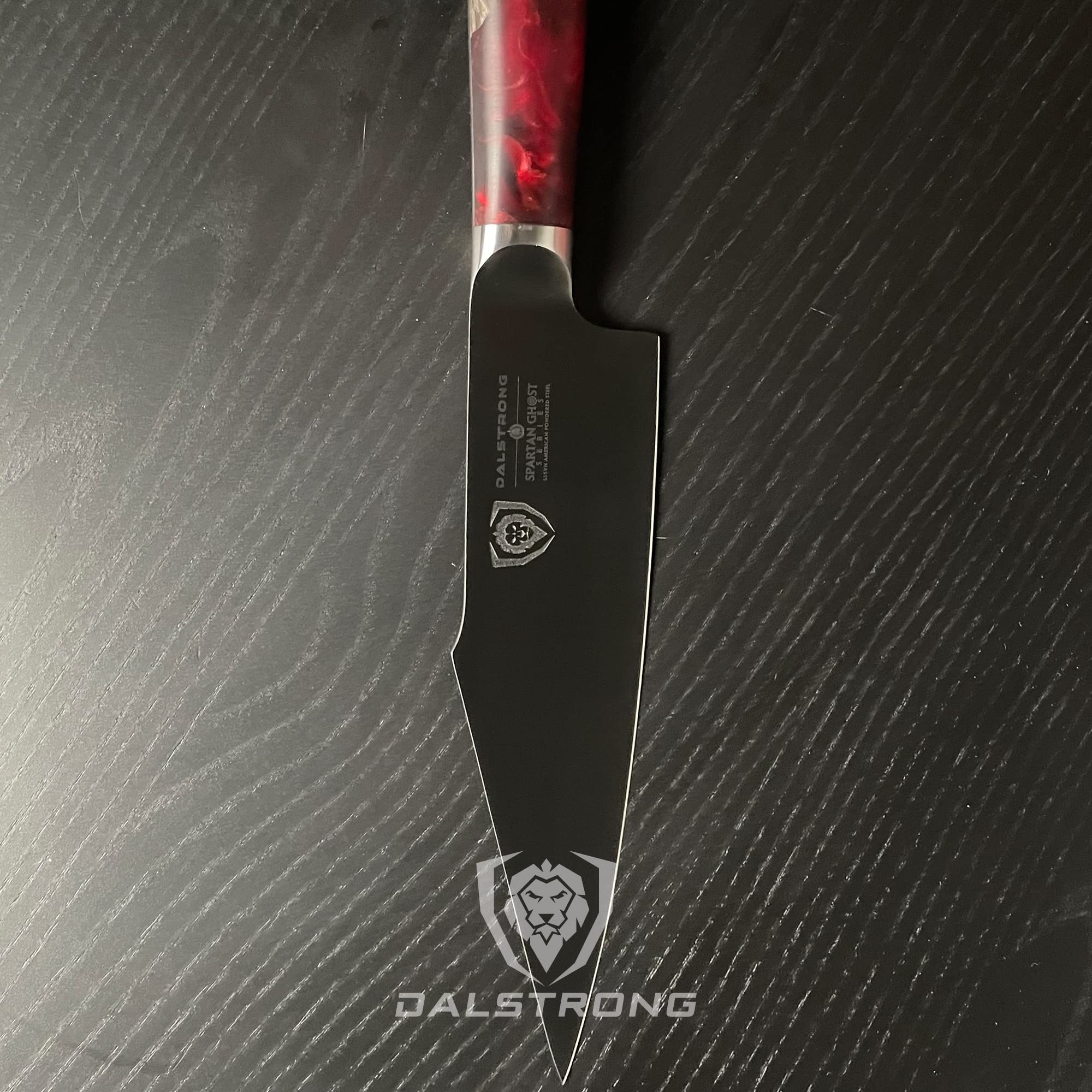 Dalstrong Santoku Knife - 7 inch - Spartan Ghost Series - Premium American Forged S35VN Powdered Steel Kitchen Knife - Razor Sharp Kitchen Knife - Maple & Red Resin Handle - Vegetable Knife - Sheath
