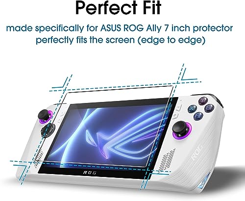 amFilm OneTouch Screen Protector Designed for ASUS ROG Ally Handheld 7 inch 2023 - with Auto Alignment Kit, Bubble Free, Tempered Glass, 2 Pack