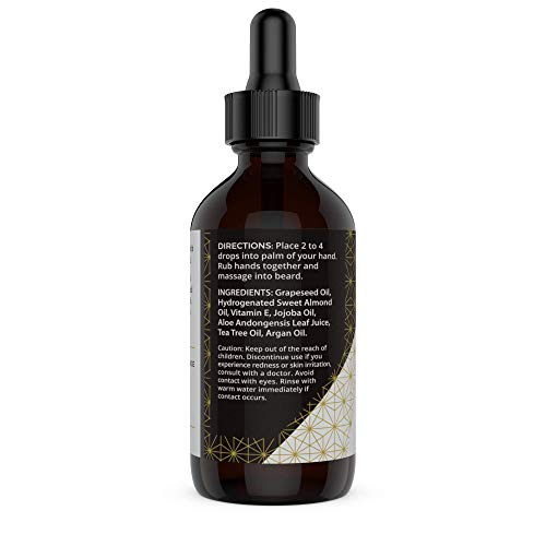 Beard Reverence All Natural Beard Oil (Unscented) Large 2oz Size - Premium Leave-in Conditioner, Softener, Moisturizer for Beard & Mustache Grooming, Health, Growth, and Care