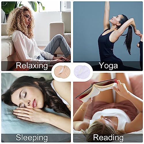 4pcs Castor Oil Breast Pads, Reusable Castor Oil Pack Wrap for Breast Washable Castor Oil Nursing Pads for Relaxing Prevent Leakage Castor Oil Not Included (Khaki, White)