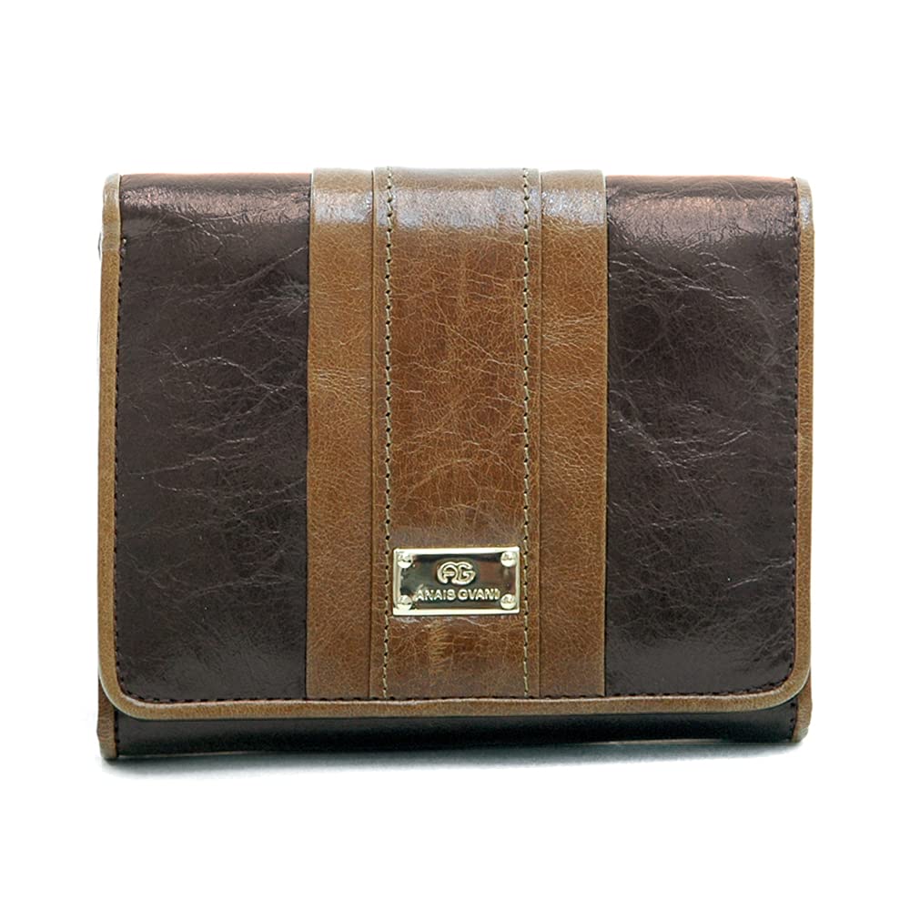 Anais Gvani By Dasein Petite Genuine Leather Tri-fold Wallet (Coffee Brown)