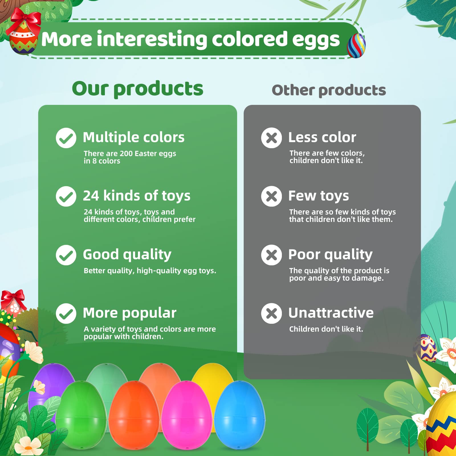 200 Pack Prefilled Easter Eggs with Mini Novelty Toys Inside and Easter Theme Assorted Toys Great for Kids Toddlers Teens Easter Party Favor Basket Stuffers Eggs Fillers