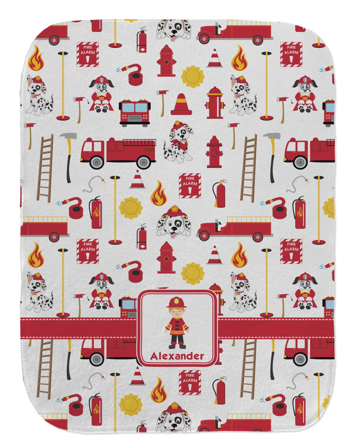 Baby Milano Personalized Firefighter Character Burp Cloth - Fleece w/Name or Text