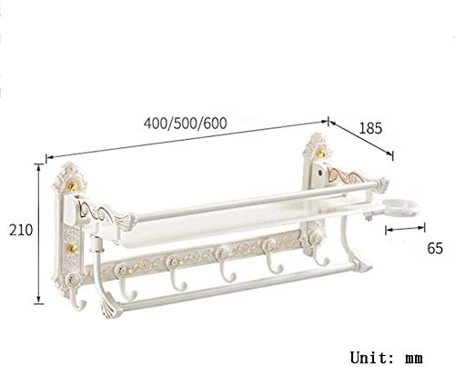 HYJMJJ Wall Mounted Coat Rack, Wall Mounted Space Aluminum Foldable Bathroom Shelves Storage Rack with Hook, Single Rod Towel Rack,Not Fade Multifunction Cosmetic Storage Rack,for Home Kitchen