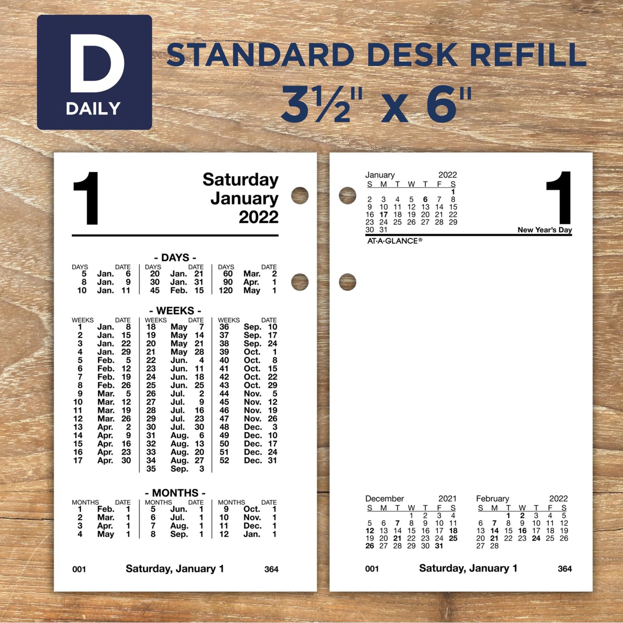 2022 Daily Desk Calendar Refill by AT-A-GLANCE, 5" x 8", Loose-Leaf, Pad Style (E45850)