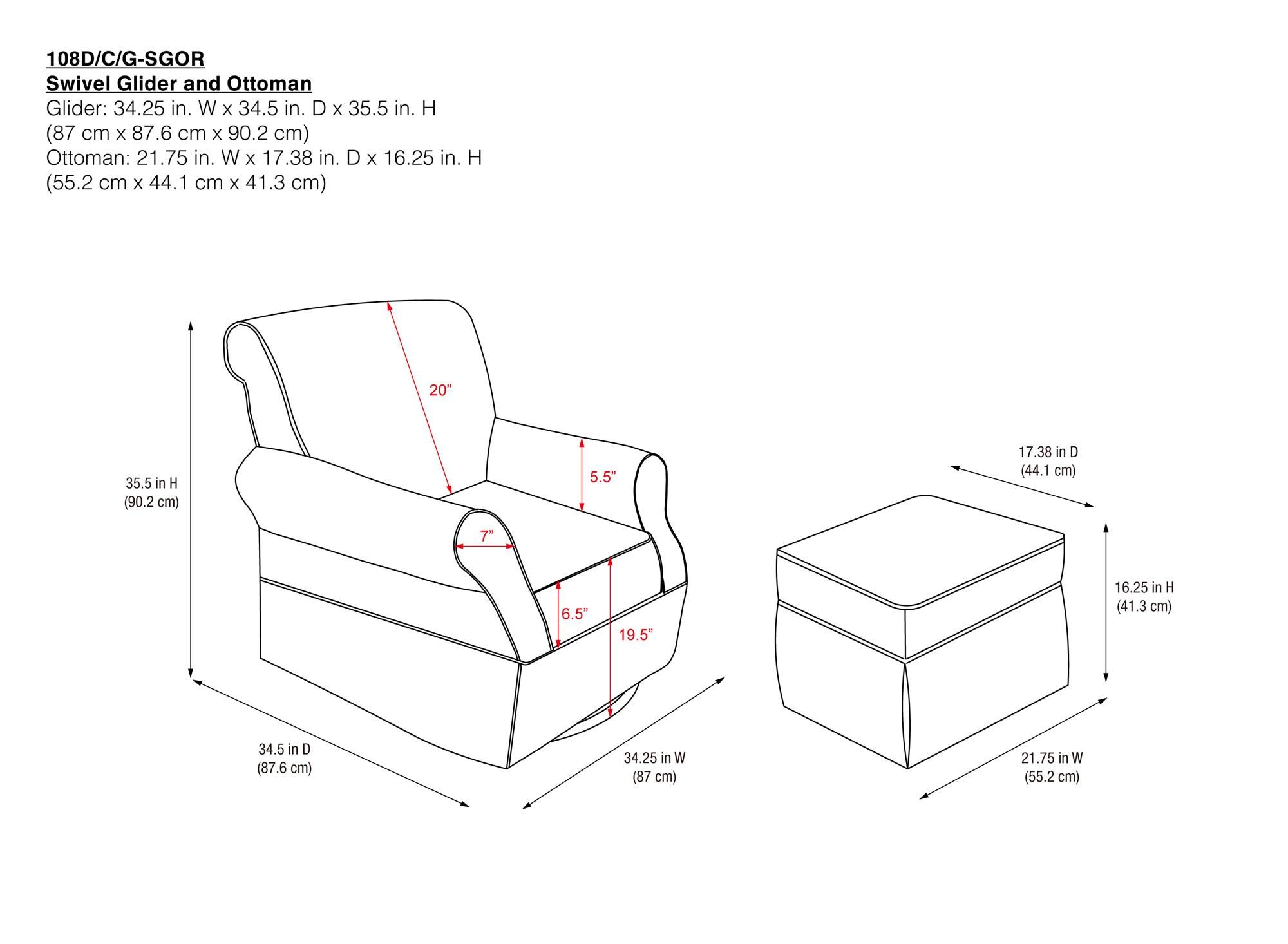 Baby Relax Kelcie Swivel Glider Chair and Ottoman Set, Gray Microfiber, 2 Count