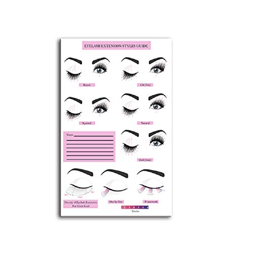 3 piece wall art, Eyelash Extension Guide Posters Print Lash Extension Form Beauty Salon Art Canvas Painting Decor Eyelash Technician Forms 40x60cmx3 Unframed