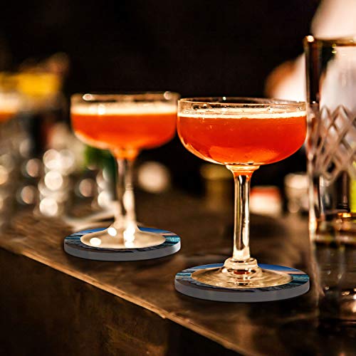 Ocean Beach Drink Coasters Absorbent Natural Ceramic Stone Bar Coasters Set of 4 - Cup Mat with Cork Backing, Housewarming Gifts for Home Kitchen Decorations Tropical Sunset Beach Ocean Wave Sea Water